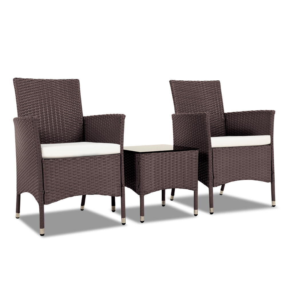 Gardeon 3 Piece Rattan Outdoor Furniture Set - Brown