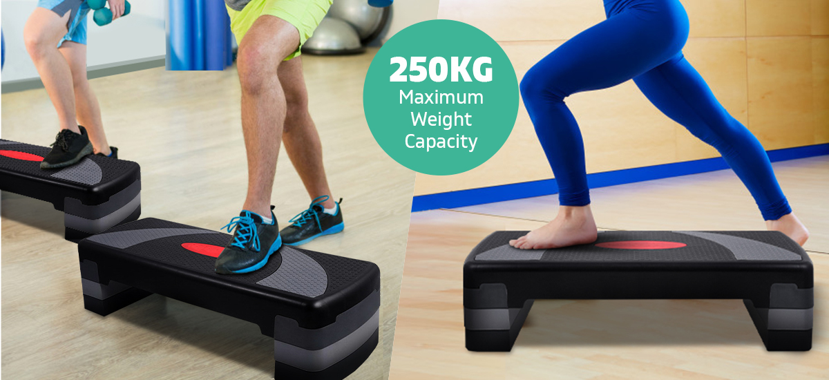 Aerobic Step Bench Exercise Wide Stepping Platform Workout 250kg Capacity