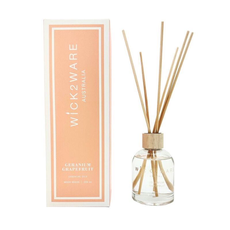 Wick2Ware Australia Geranium Grapefruit Fragrance Reed Diffuser 200ml/7 ...