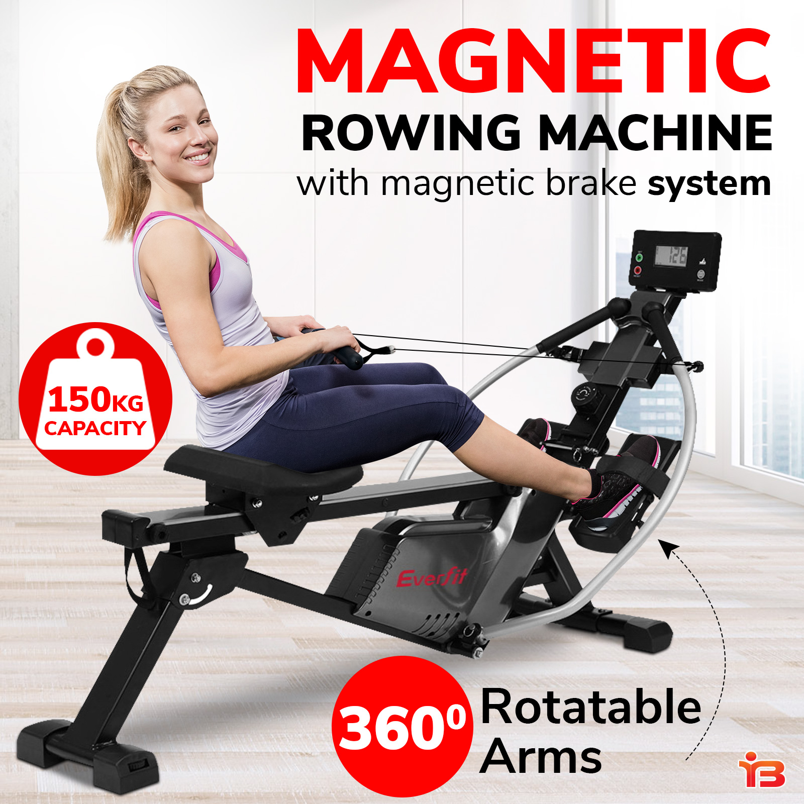 Everfit Magnetic Rowing Machine Rower Full Motion Arms Exercise Fitness ...