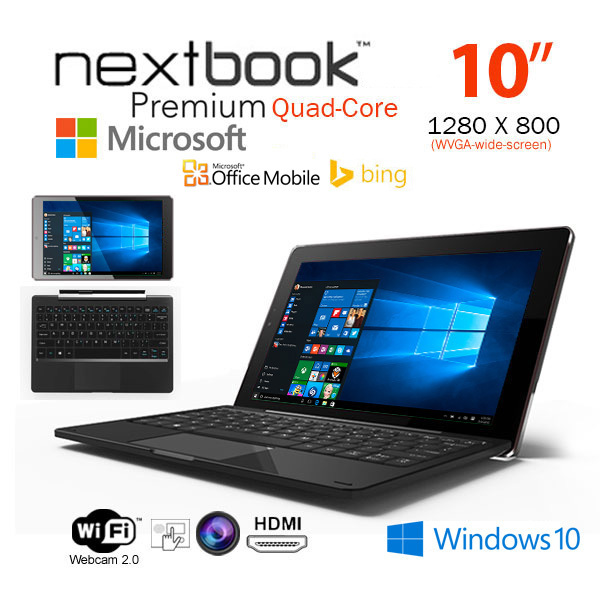 Nextbook 10.1 Inch 32G/Windows 10 /Quad Core with HDMI Output Tablet PC ...