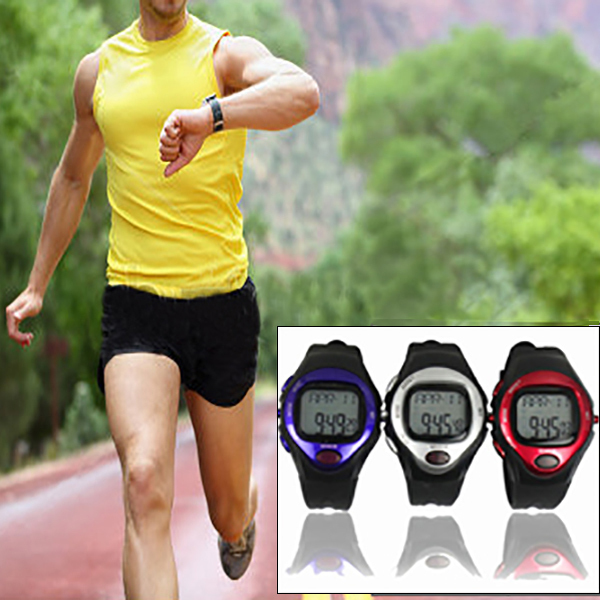 Exercise Pulse Heart Rate Monitor Calorie Counter Sports Watch Silver