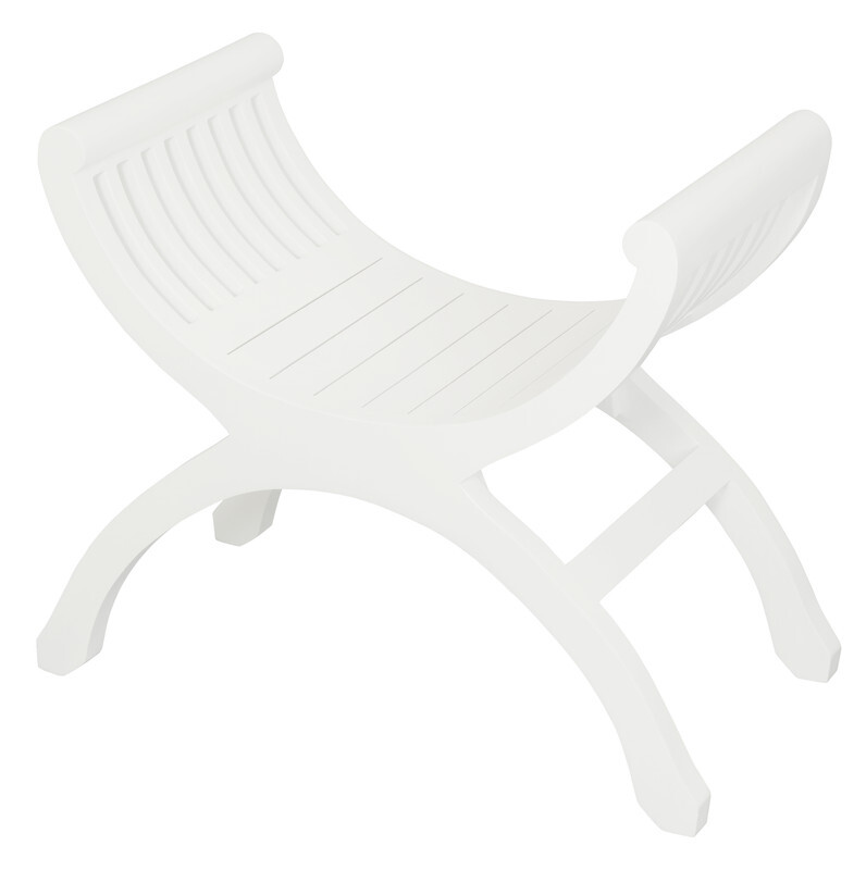 Maeve Solid Mahogany Single Seater Stool (White)