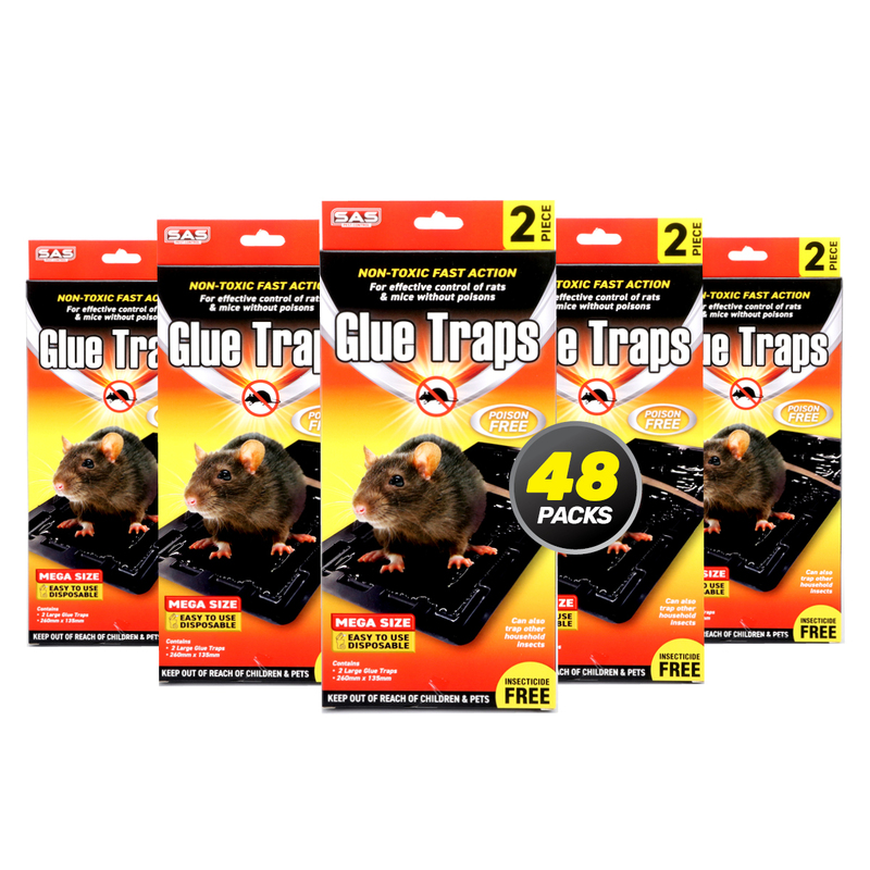 SAS Pest Control 48PCE Rat Mouse Control Extra Large & Strong 26 x 13.5cm
