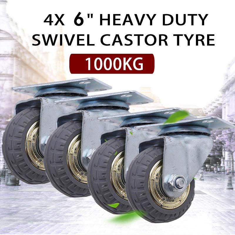 4x 6" 150mm Heavy Duty Industrial Swivel Caster Wheels (2x swivel + 2x ...