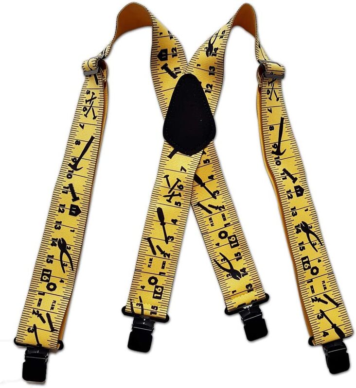 5 cm width tape-ruler pattern suspender ( Yellow ) adjustable sliders ...