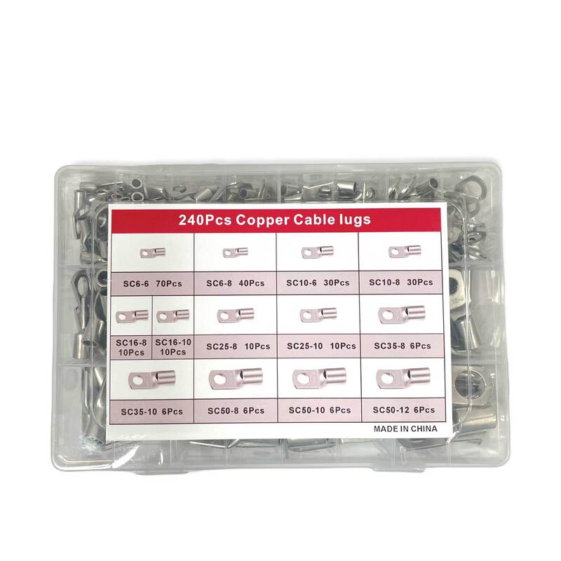 240 Pcs Copper Cable Lugs Electrical Battery Ring Terminal Connectors ...