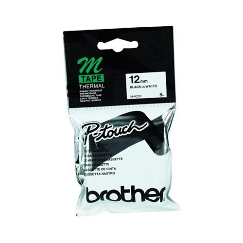 Brother MK-231 12mm x 8m Black on White M Label Tape - for use in ...