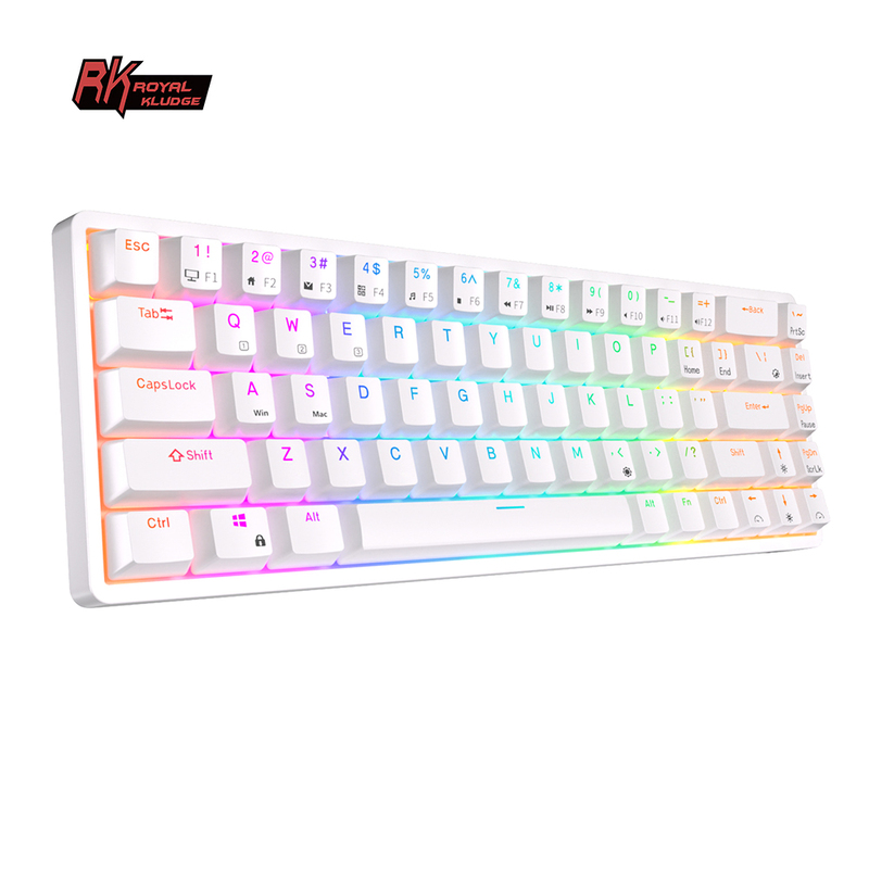 ROYAL KLUDGE RK68 Wireless Hot Swap White 65% Mechanical Keyboard, Red ...