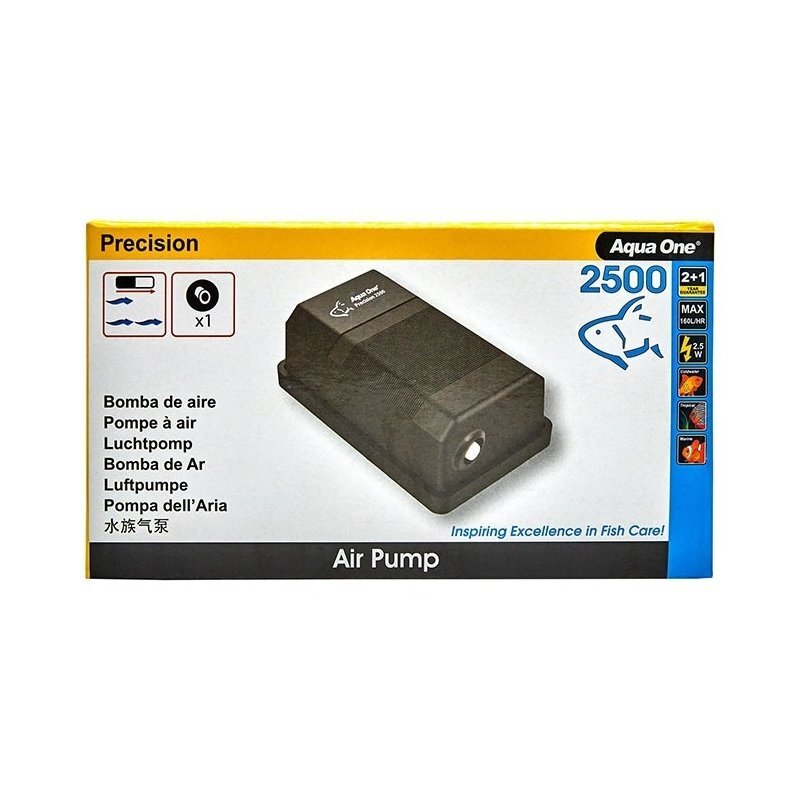Aqua One Air Pump - 2500, 160 L/H for Compact and Low-power Aeration of ...