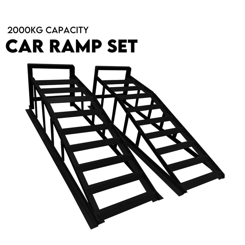 Heavy Duty Portable Car Loading Ramp Set 2000kg Maintenance Steel Frame ...