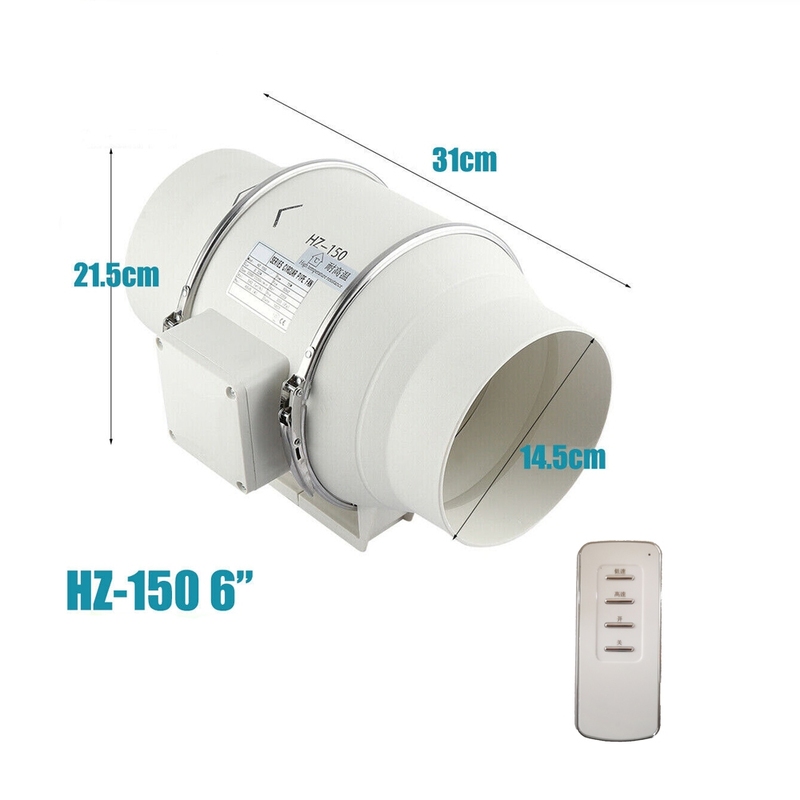 6" Inch Extractor Fan Remote Control Hydroponic Inline Exhaust Fan ...