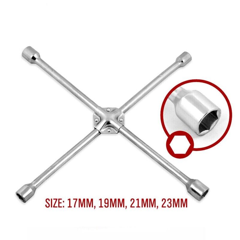 20 Wheel Brace Spanner 4-way Cross Wrench Car Tyre Nut 17 19 21 23mm Socket