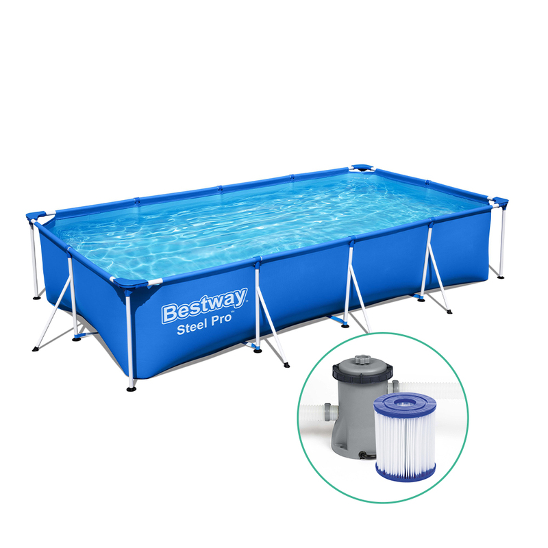 Bestway Swimming Pool 400x211x81cm Steel Frame Above Ground Pools w ...