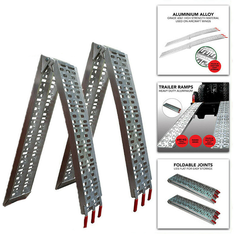 SINGLE Aluminium Folding Ramp with Support Strap, Load ATV Cycles ...