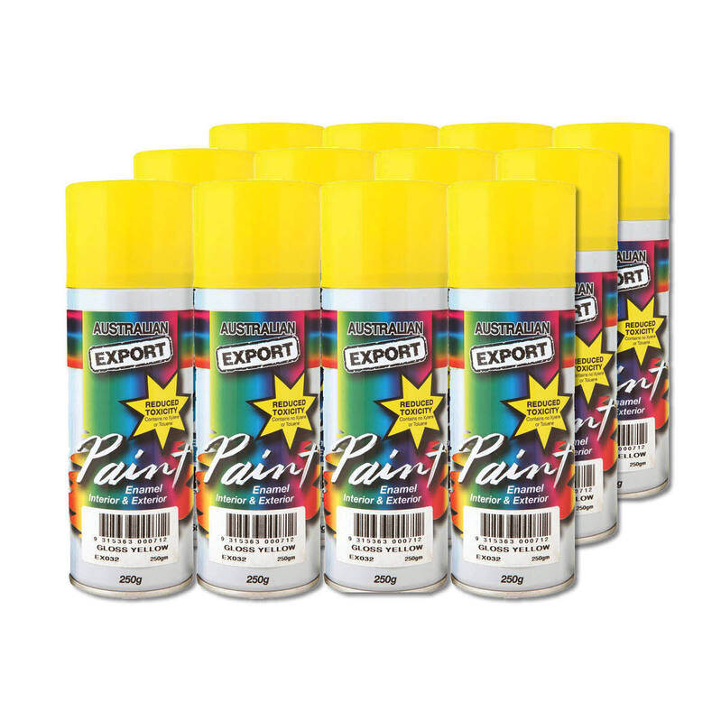 Australian Export 12PK 250gm Aerosol Spray Paint Cans [Colour: Yellow ...
