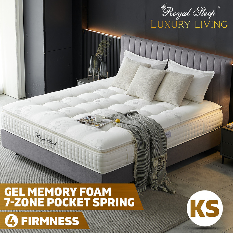 Royal Sleep KING SINGLE Mattress Plush Pillow Top 7 Zone Spring Gel ...