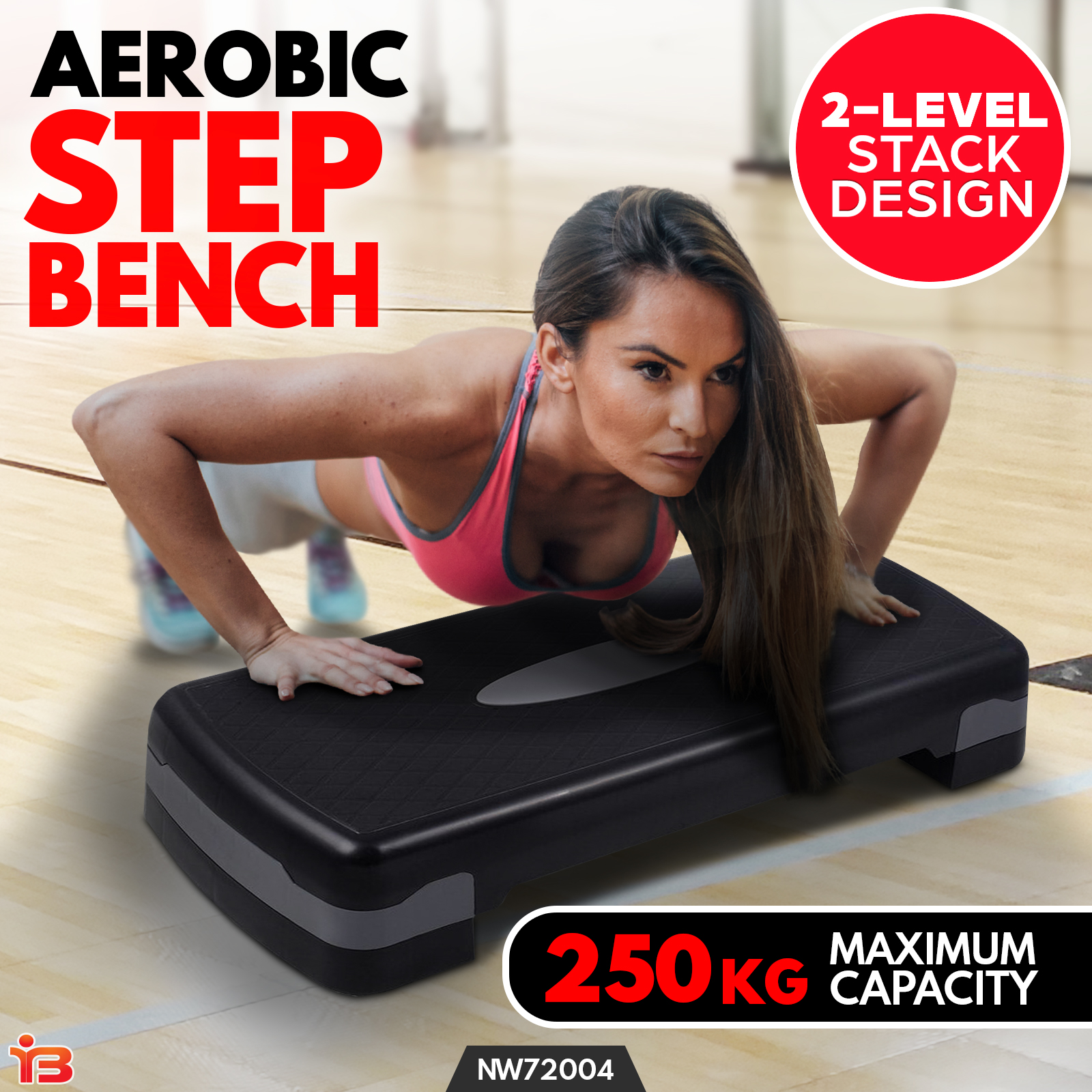2 Level Block Aerobic Step Bench Workout Stepping Platform Fitness Exercise