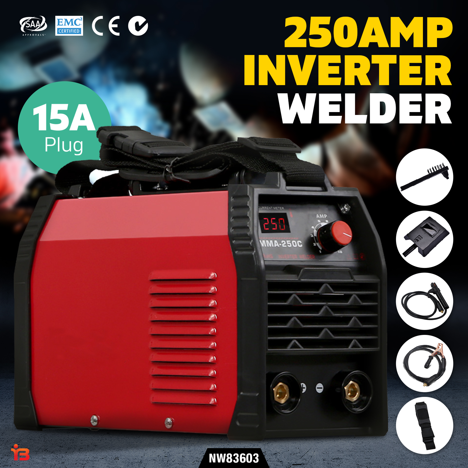 250 Amp Portable Inverter Welder Welding Machine Stick MMA ARC DC IGBT ...