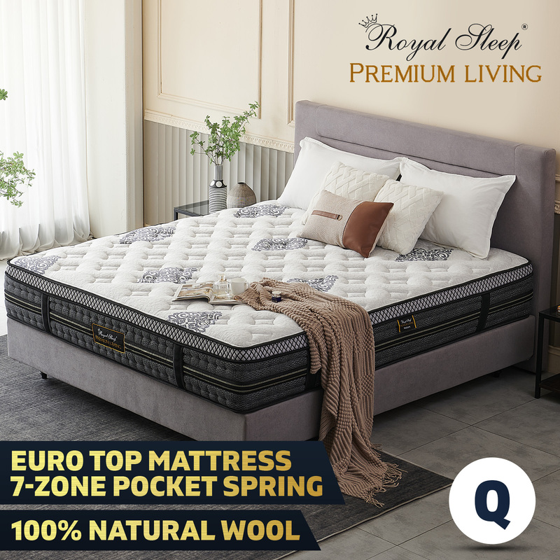Royal Sleep QUEEN Mattress Medium Firm Bed Euro Top 7 Zone Pocket ...
